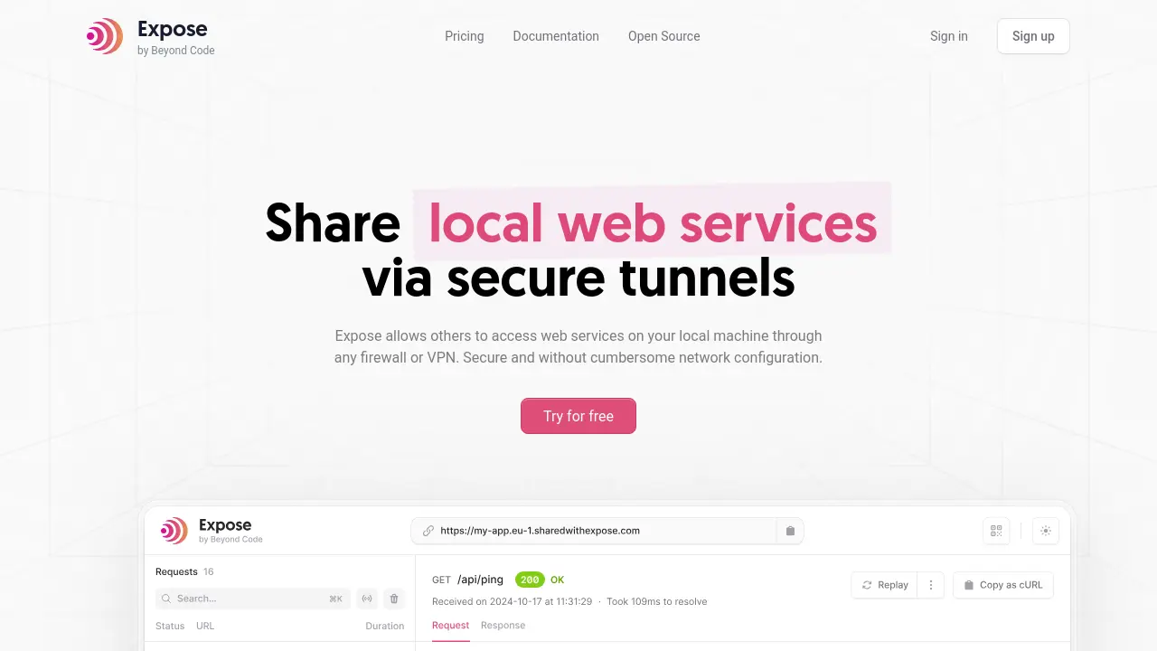 Expose - Securely Share Local Web Services via Tunnels