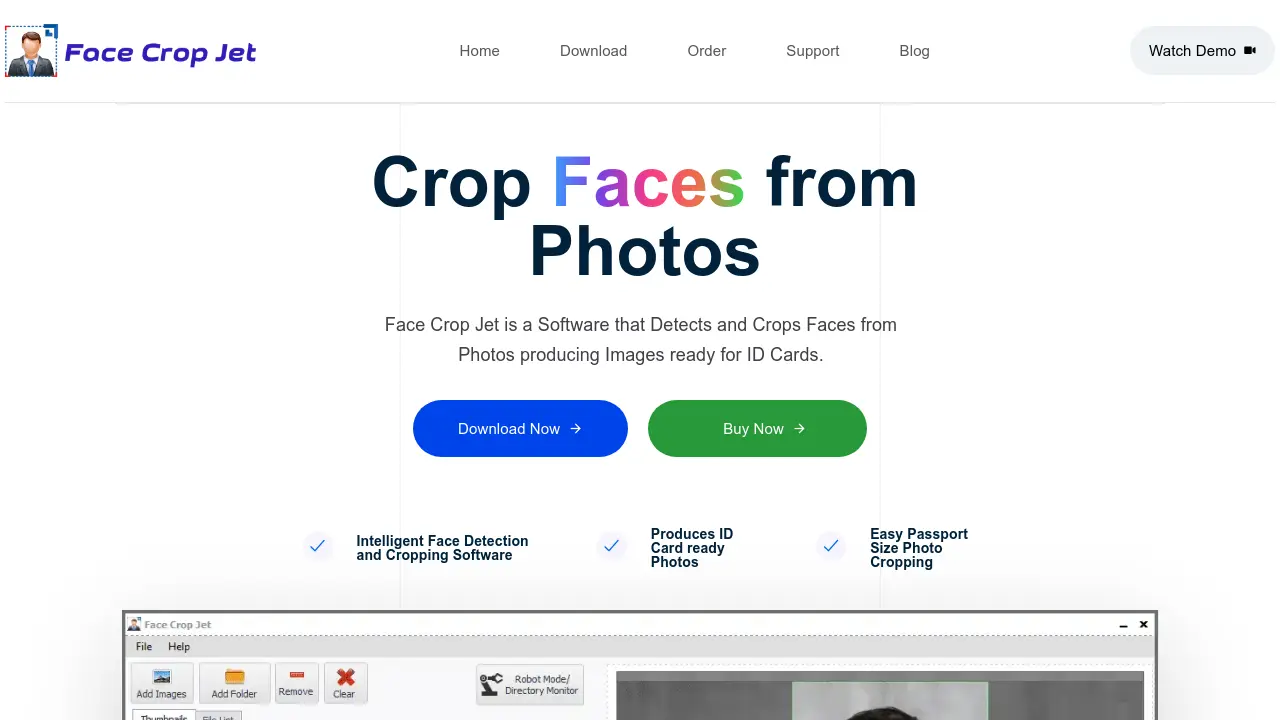 Face Crop Jet - Intelligent Face Detection and Cropping Software