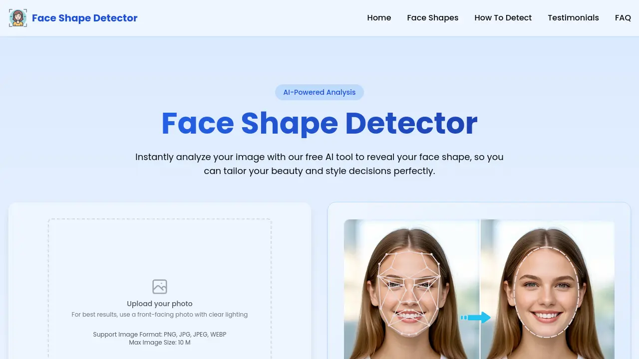FaceShapeDetector - Instant, Free AI Face Shape Analysis from Your Photo