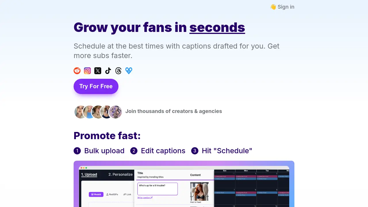 FanGrowth - Schedule at the best times with captions drafted for you ...