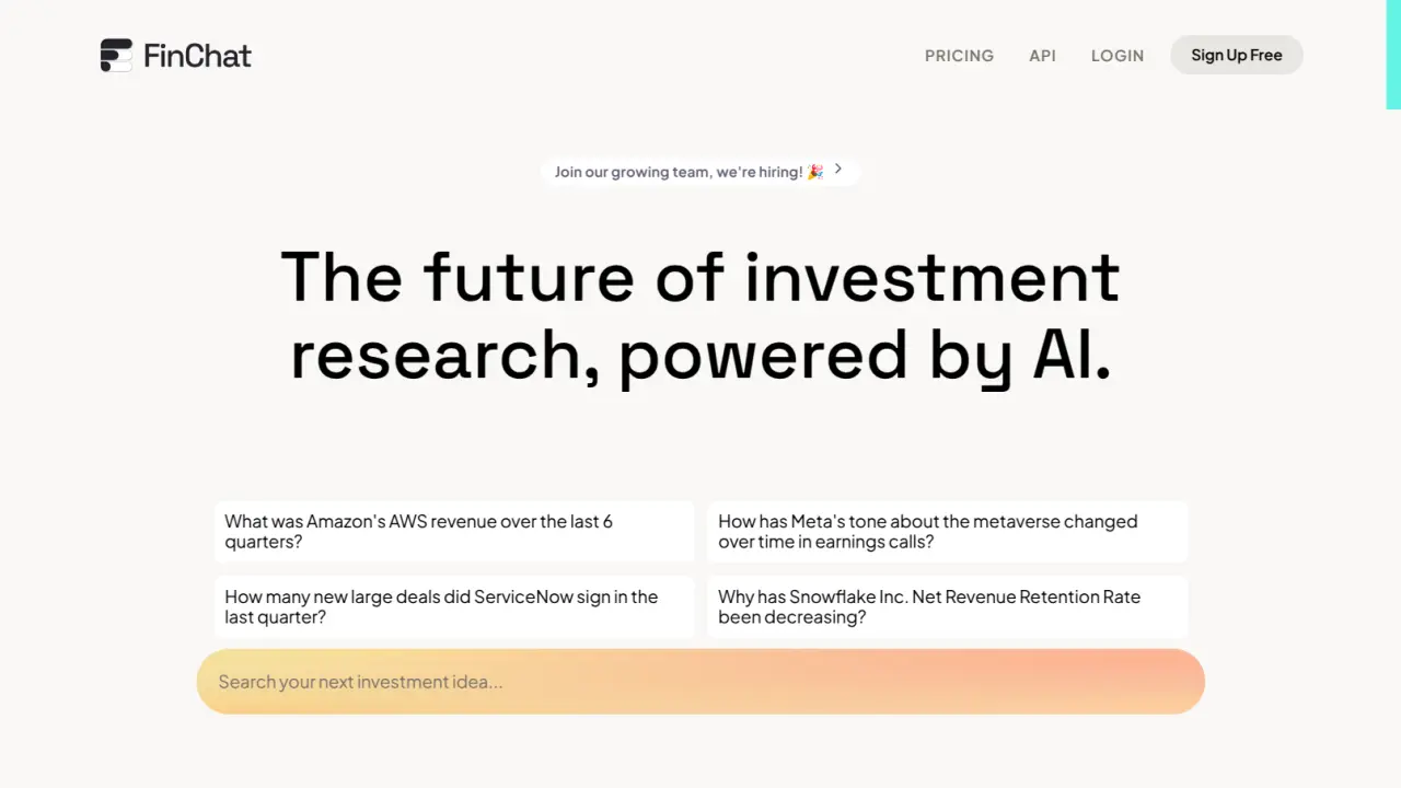 FinChat - The future of investment research, powered by AI.