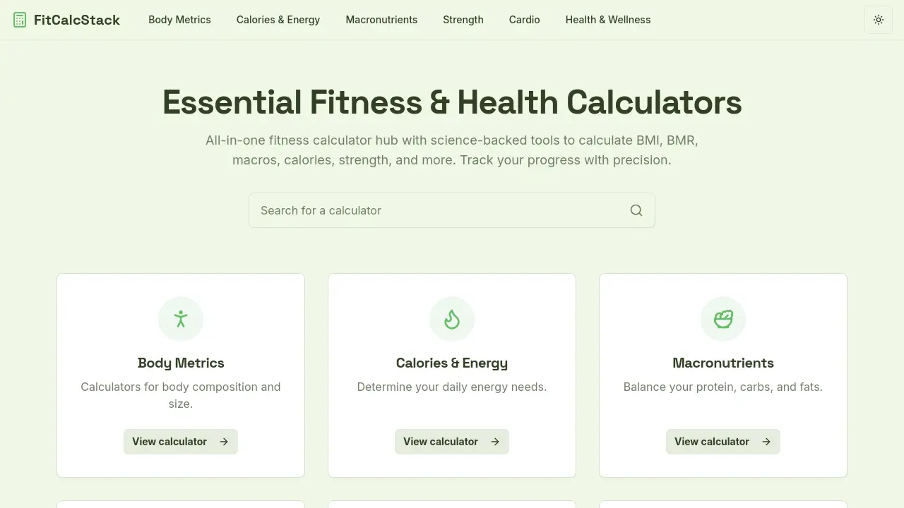FitCalcStack - Essential Fitness & Health Calculators