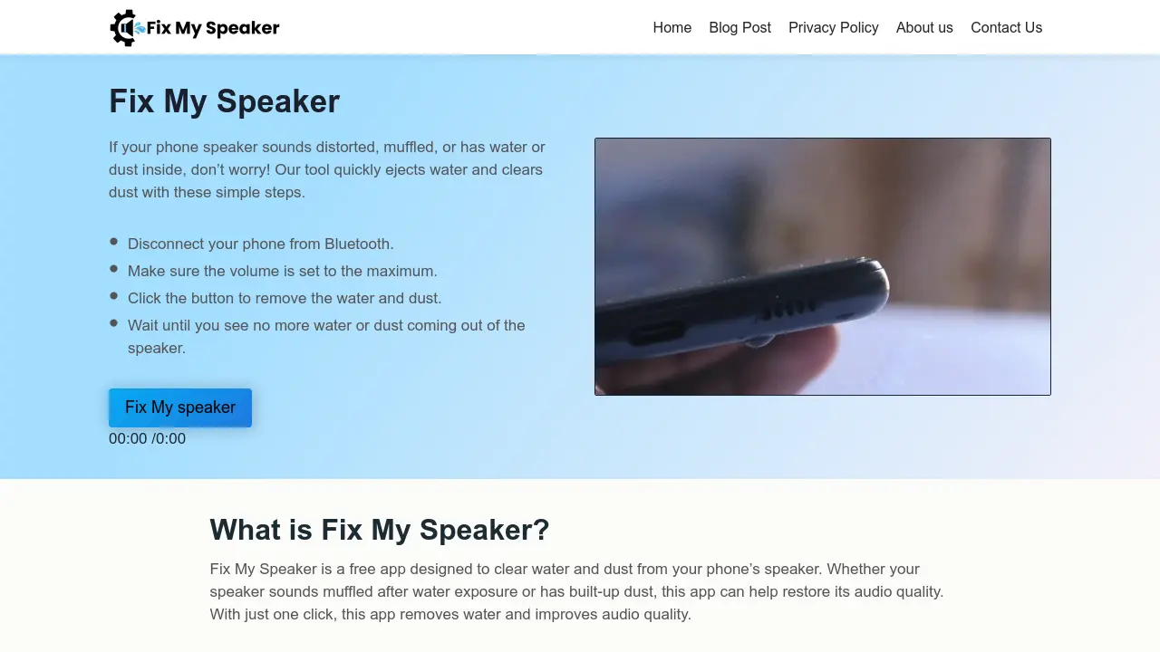 Fix My Speaker - Clear Water and Dust from Phone Speakers Instantly