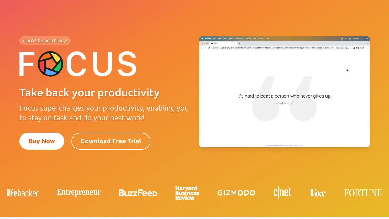 Focus - Block Distractions and Optimize Your Productivity on Mac