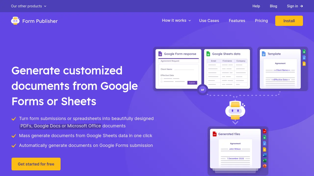 Form Publisher - Generate customized documents from Google Forms or Sheets