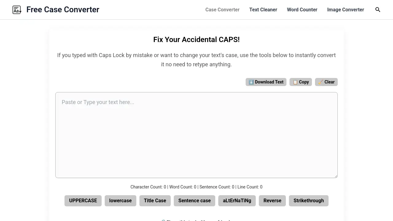 Free Case Converter - Instant text case conversion with one click