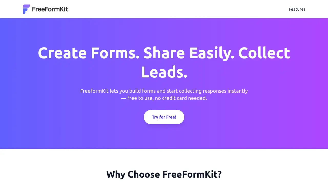 FreeformKit - Create Forms. Share Easily. Collect Leads.