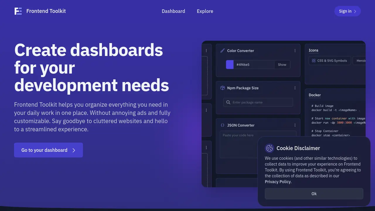 Frontend Toolkit - Customizable Dashboards with AI-Enhanced Developer Tools