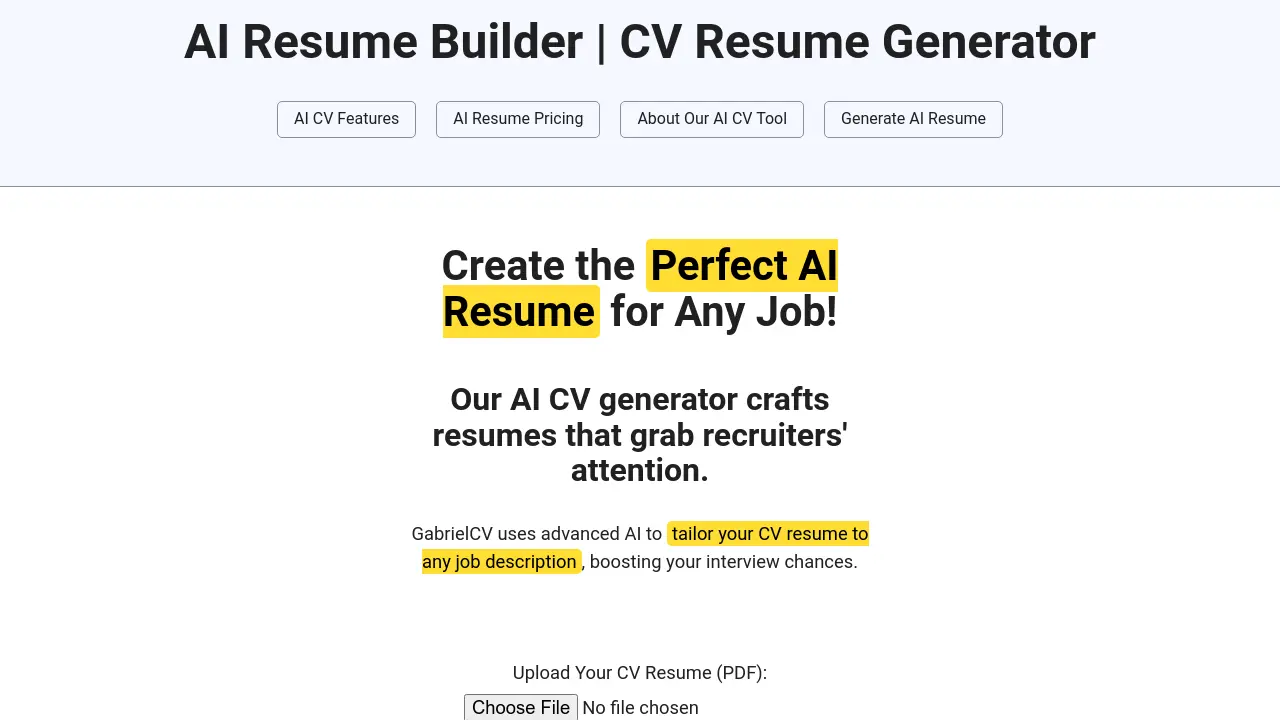 GabrielCV - Create the Perfect AI Resume for Any Job!