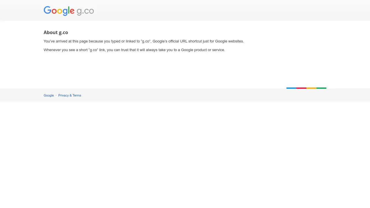 g.co - Google's Official URL Shortcut Service
