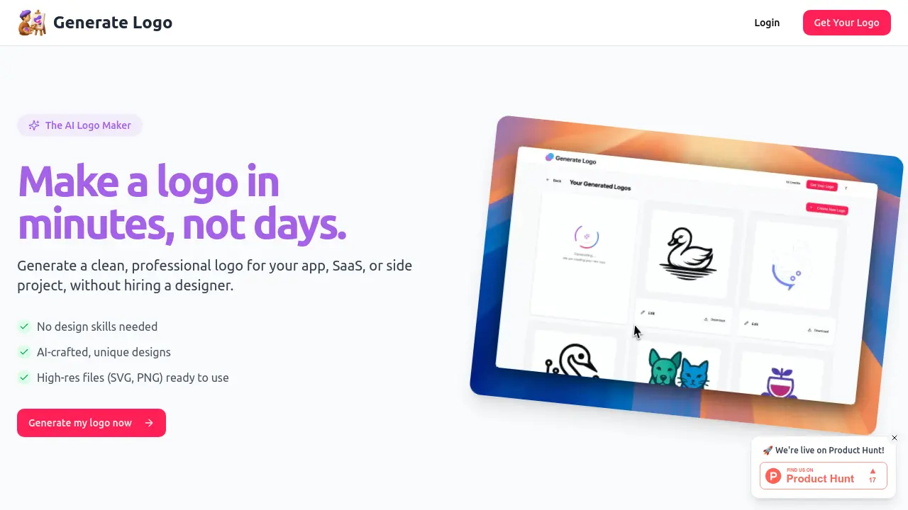 Generate Logo AI - AI-powered logo maker for apps, SaaS, and side projects