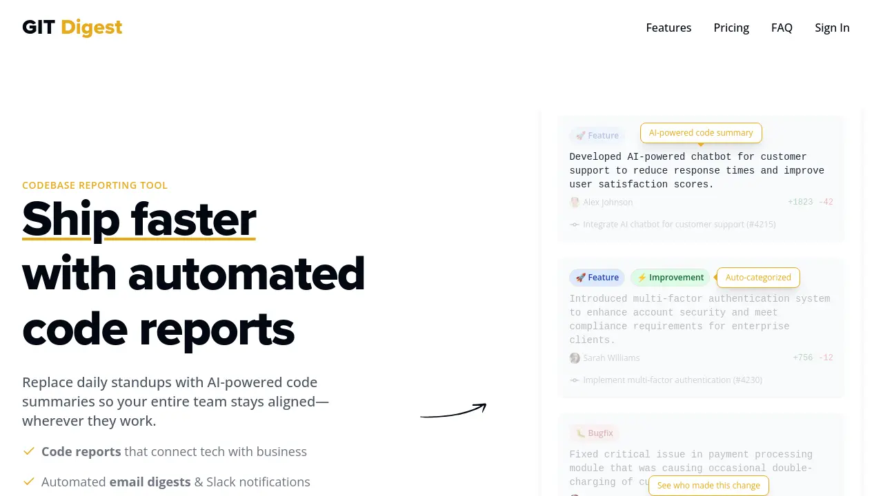Git Digest - Automated Code Reports for Faster Shipping