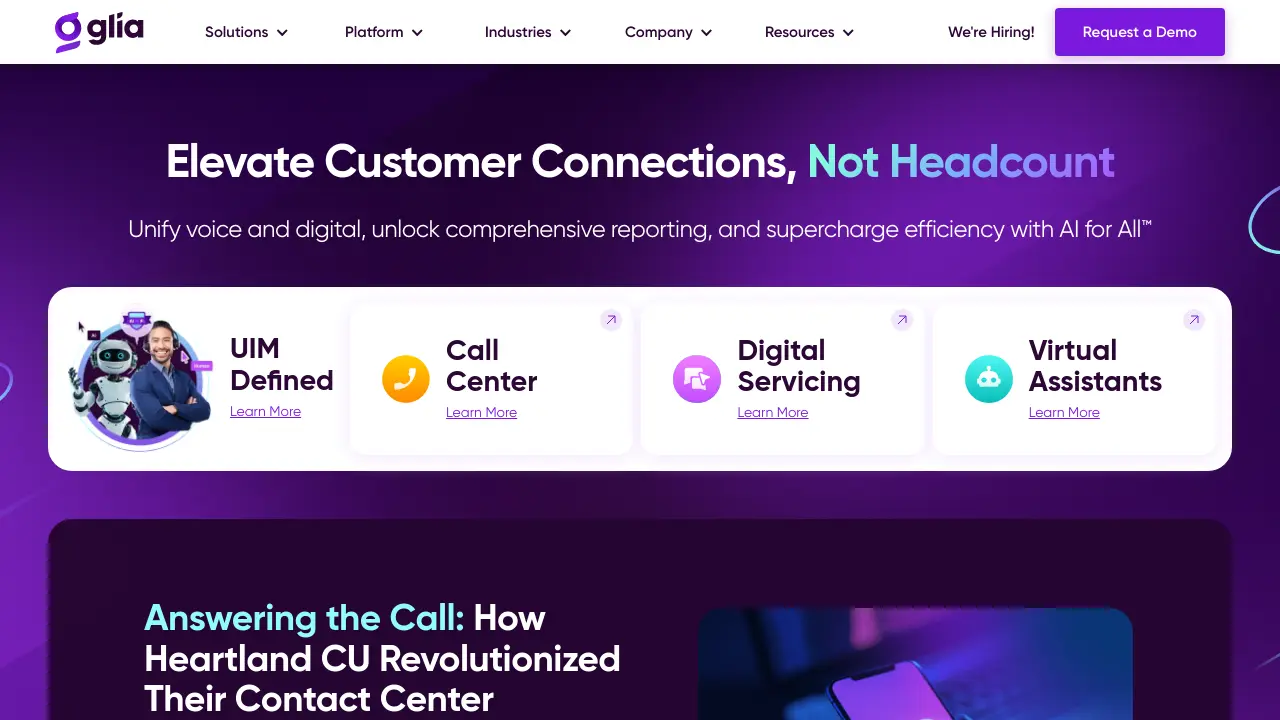 Glia - Unified Interaction Management for Financial Services