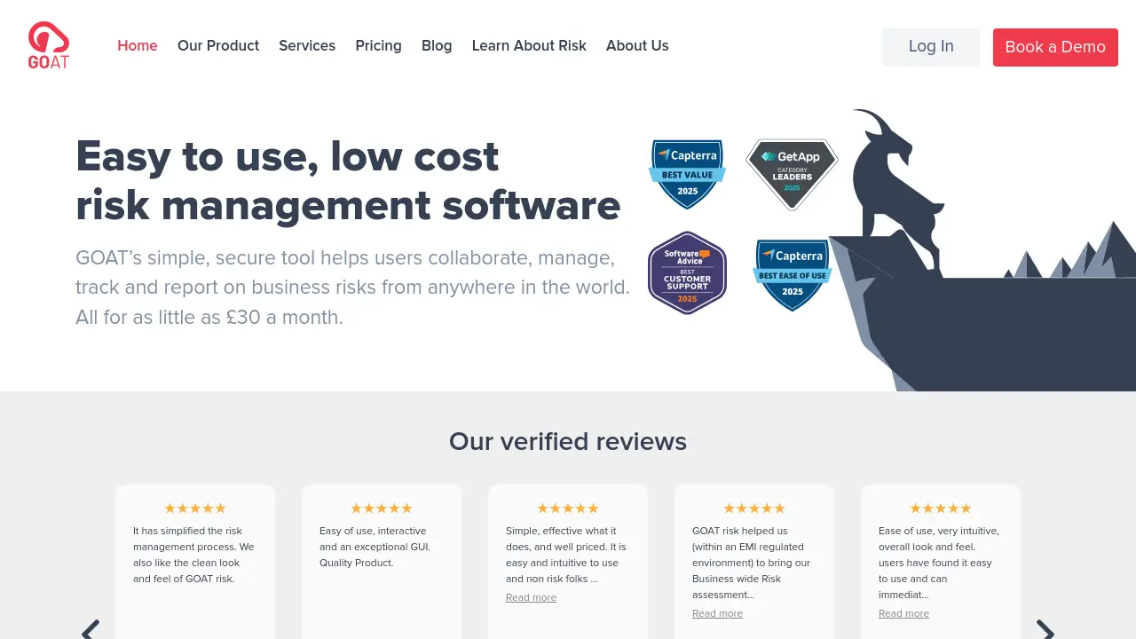 GOAT Risk - Easy to use, low cost risk management software