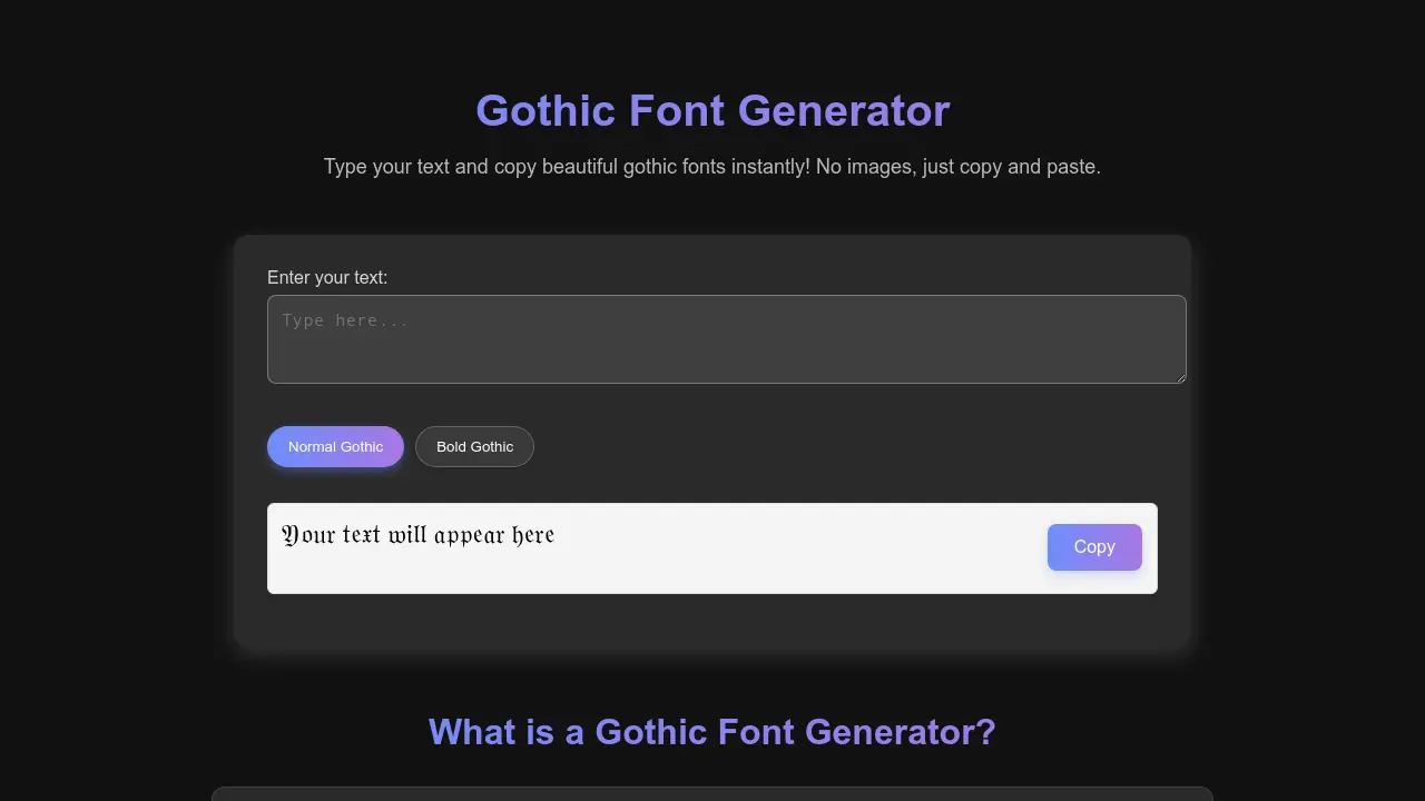 Gothic Font Generator - Convert text to beautiful gothic fonts ...