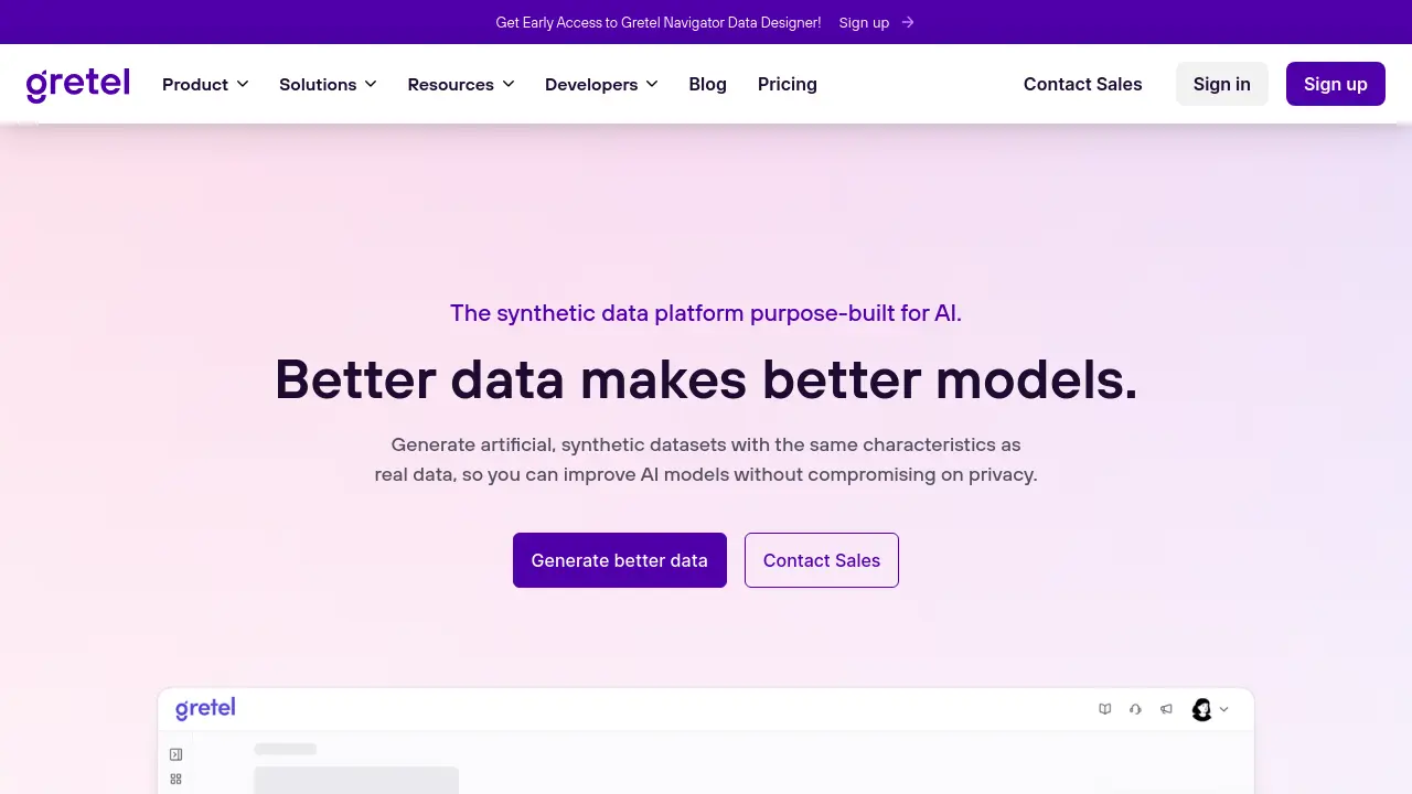 Gretel - The Synthetic Data Platform Purpose-Built for AI.