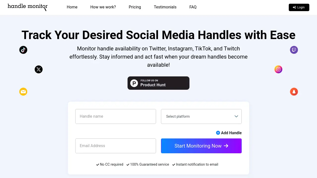 Handle Monitor - Effortless Social Media Handle Availability Monitoring