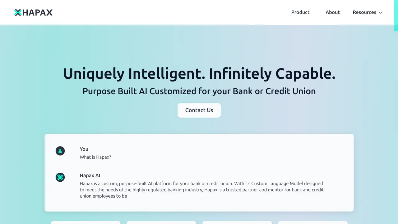 Hapax - Purpose Built AI Customized for your Bank or Credit Union