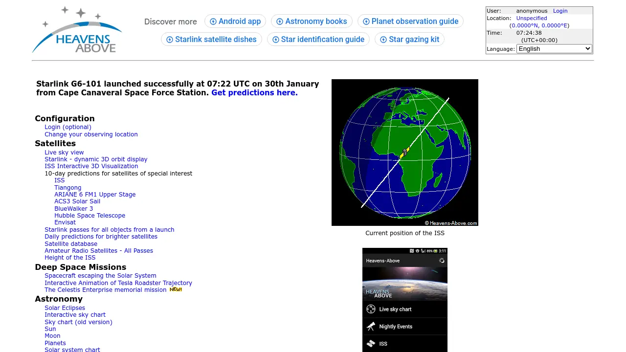 Heavens-Above - Track satellites and explore the night sky with precision