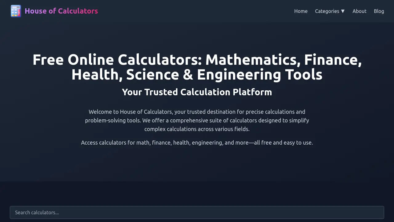 House of Calculators - Free Online Calculators for Math, Finance ...