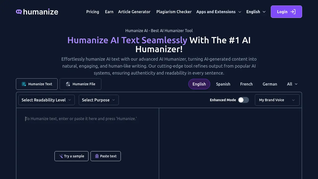 Humanize AI Text - Make AI Text Undetectable & Human-like in One Click