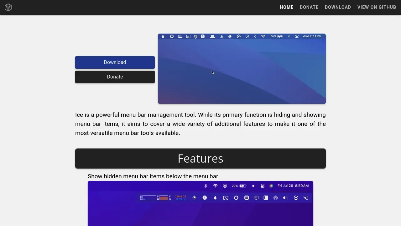 Ice - Powerful menu bar management tool for macOS