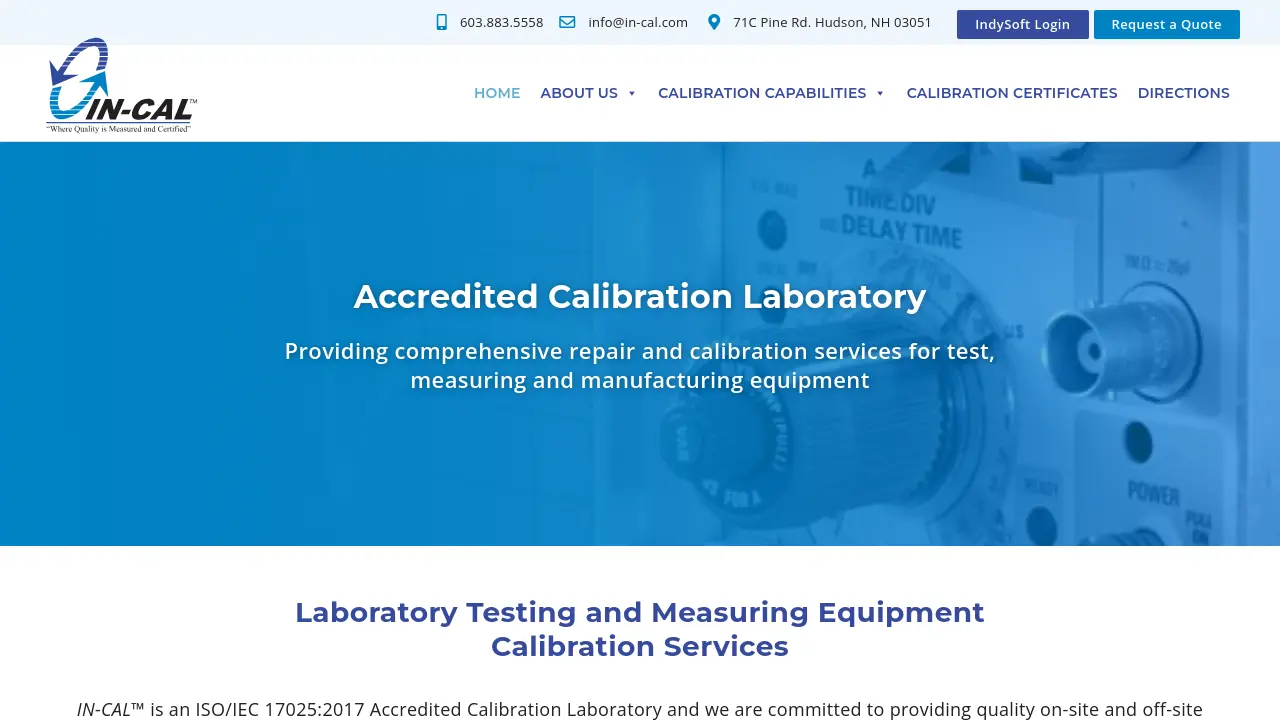 IN-CAL - Accredited Calibration Laboratory for Test and Measuring Equipment