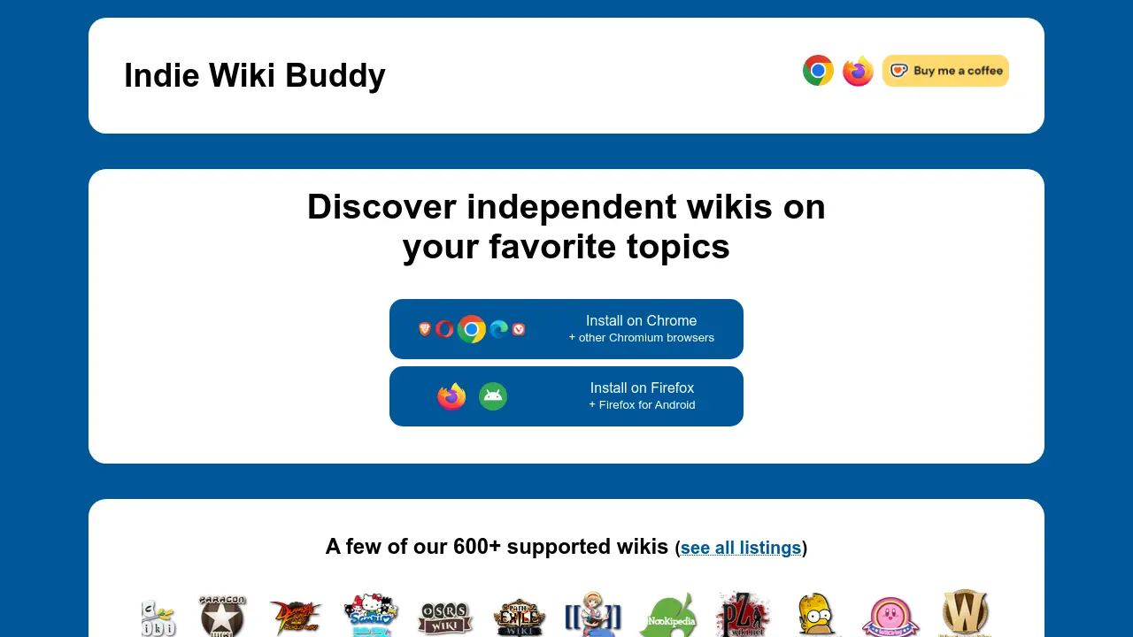 Indie Wiki Buddy - Discover and Support Quality Independent Wikis ...