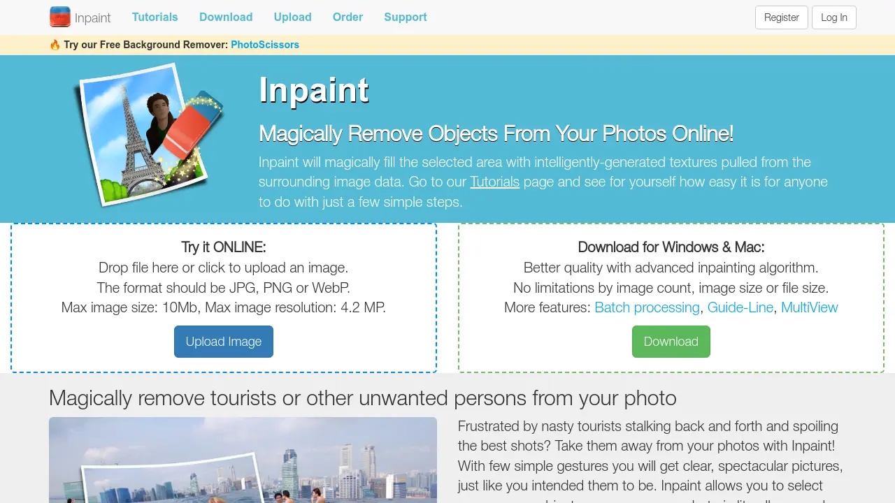 Inpaint - Magically Remove Objects From Your Photos Online