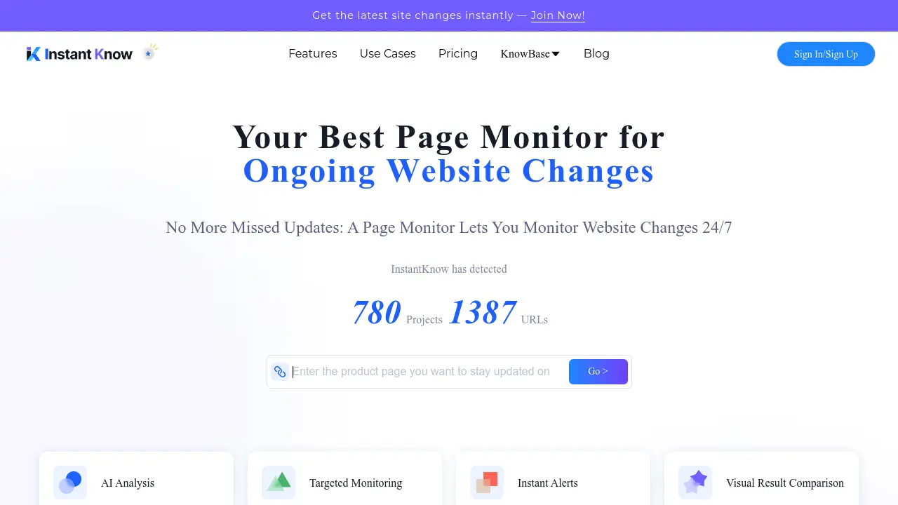 InstantKnow - Your Best Page Monitor for Ongoing Website Changes