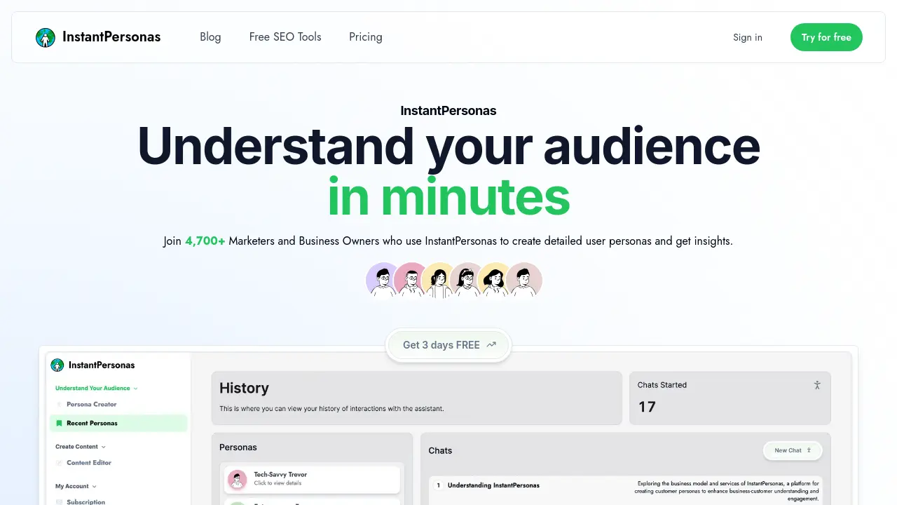 InstantPersonas - Understand your audience in minutes