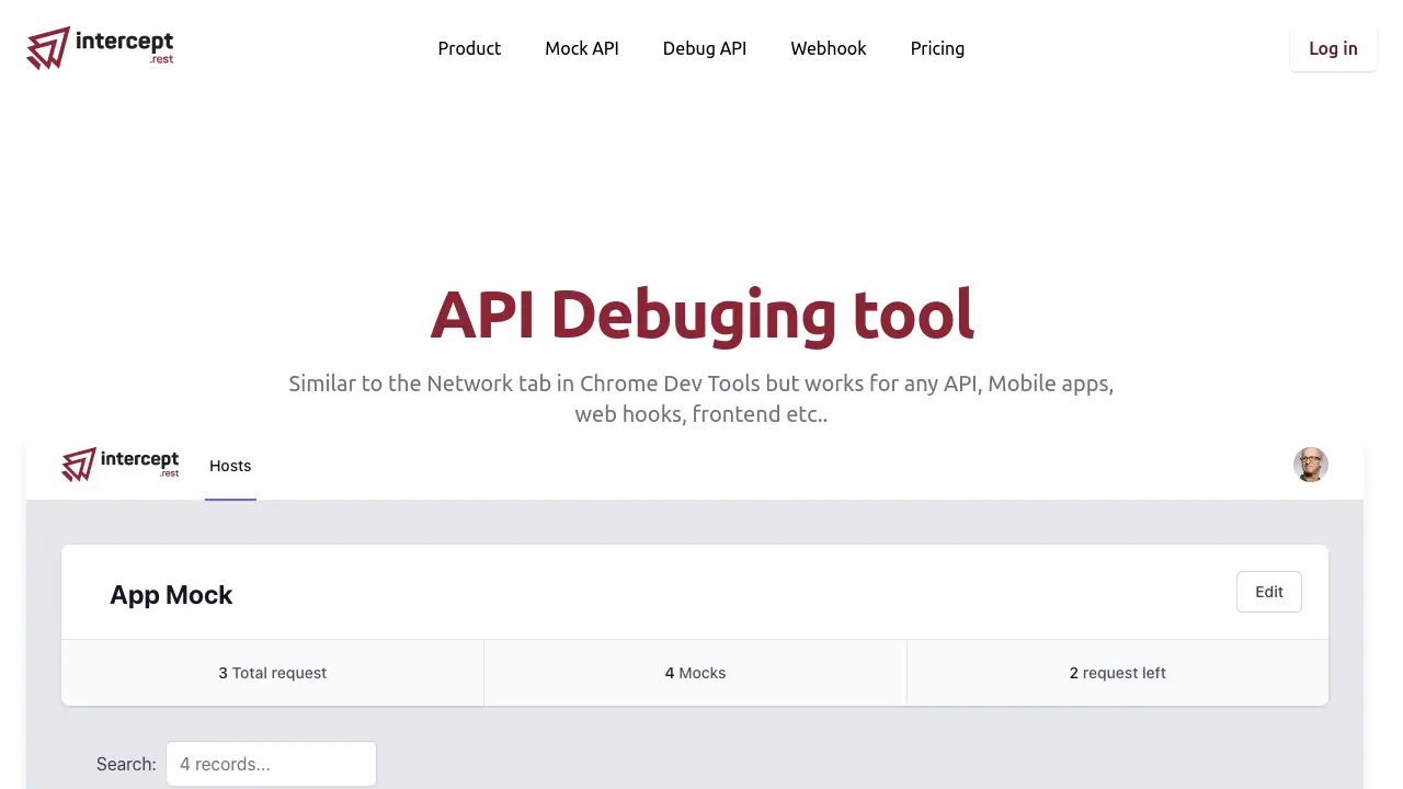 Intercept.rest - API Debugging Tool for Real-Time Monitoring and Mocking