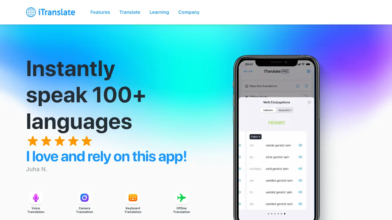 iTranslate - Instantly speak 100+ languages with AI-powered translation