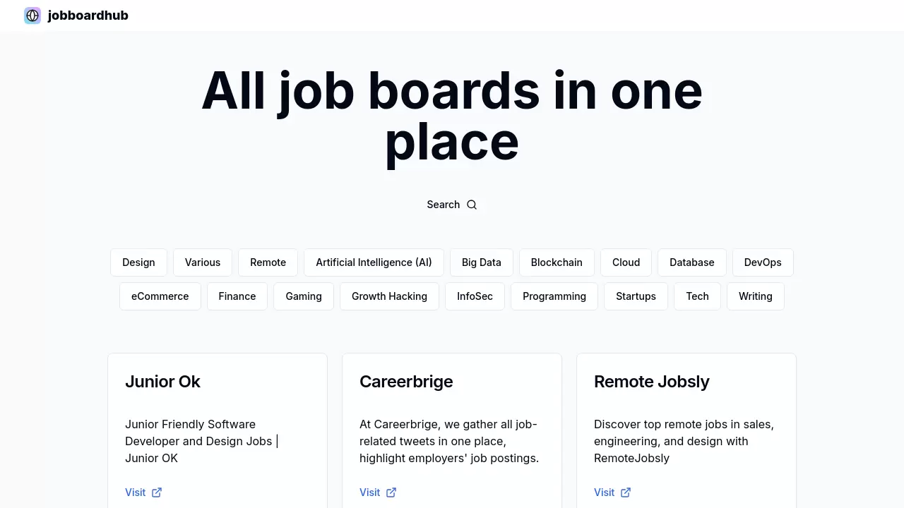JobBoardHub - All job boards in one place