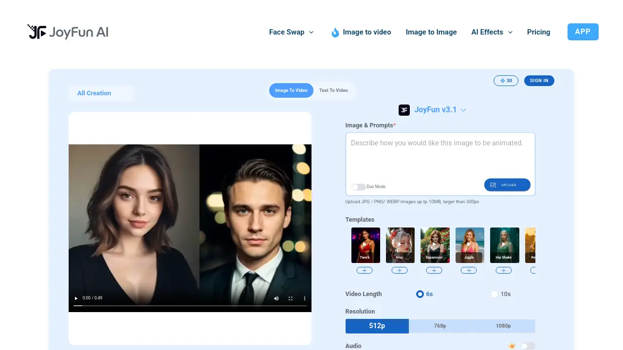JoyFun AI - Instant, unlimited AI video generation and face swap platform
