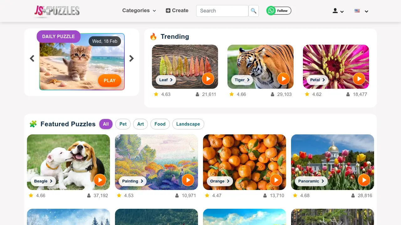 JSPuzzles - Free Online Jigsaw Puzzles Game with Daily New Puzzles