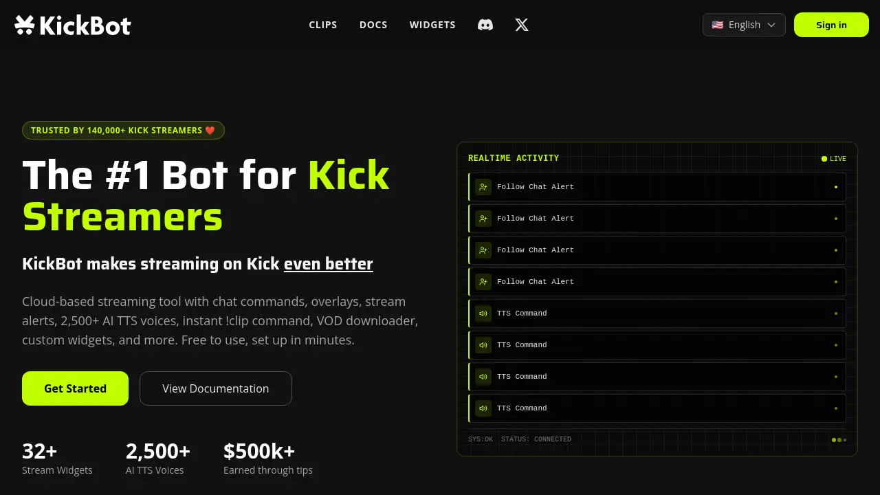 KickBot - The #1 bot for Kick streamers