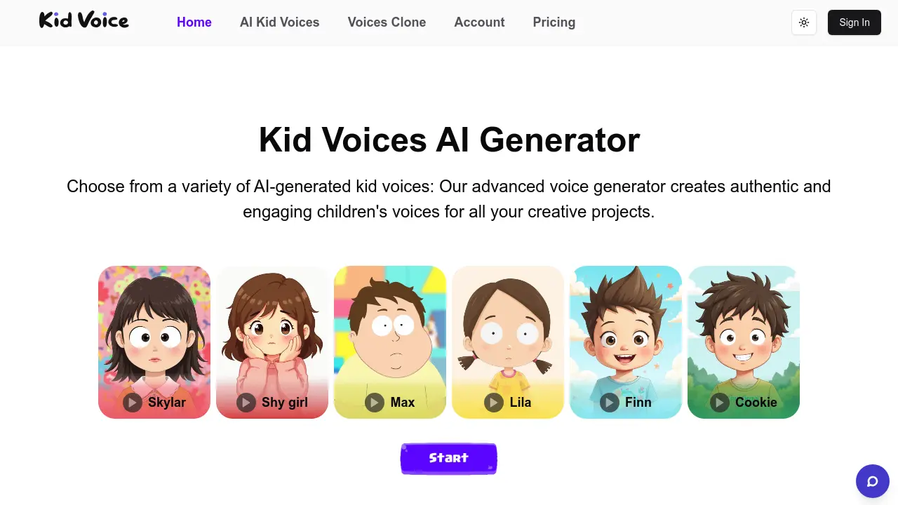 Kid Voices AI - Advanced AI voice generator for authentic children's voices