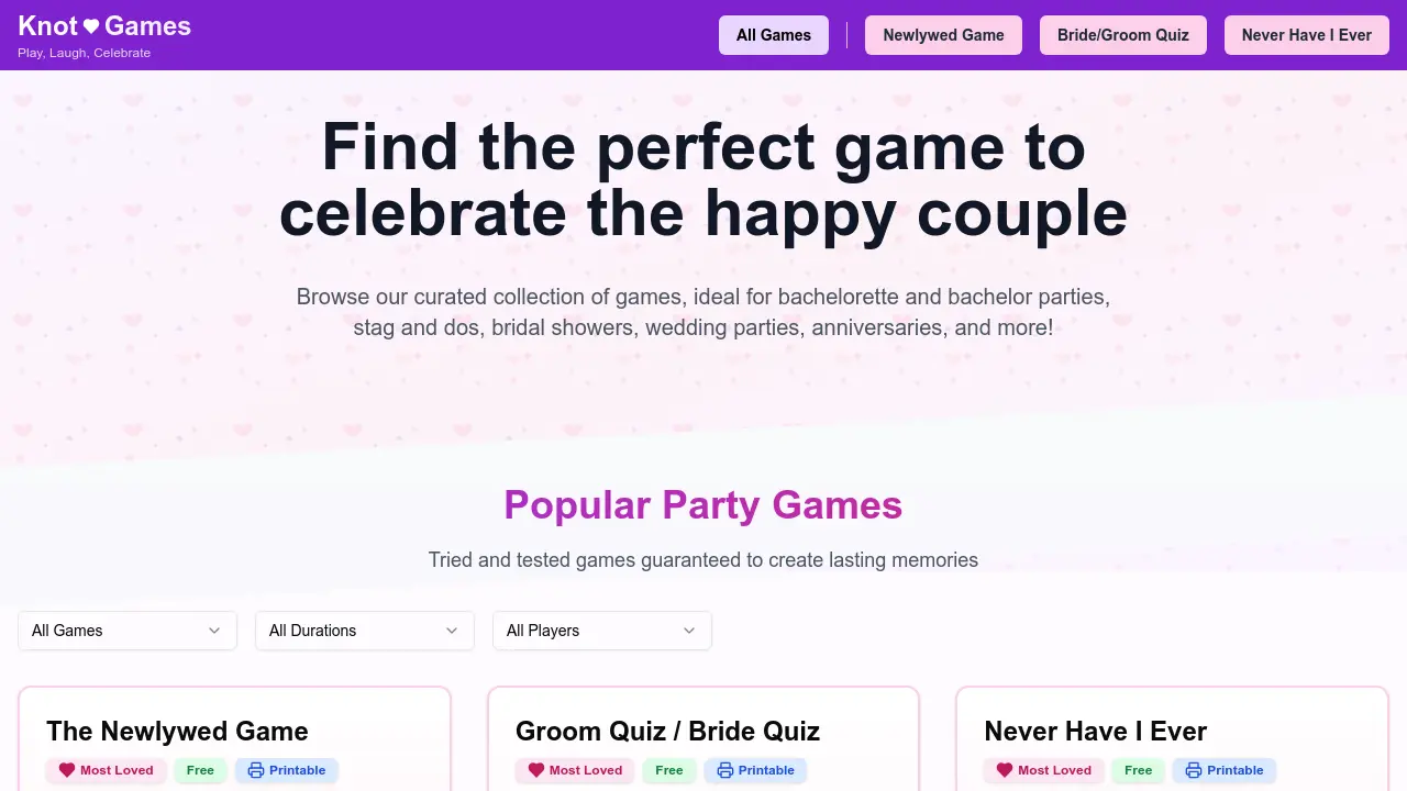 Knot Games - Curated Party Games for Celebrations