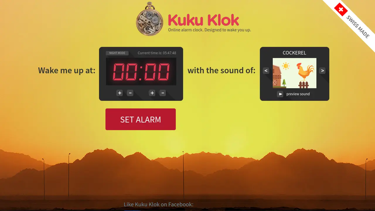 Kuku Klok - Online alarm clock designed to wake you up reliably