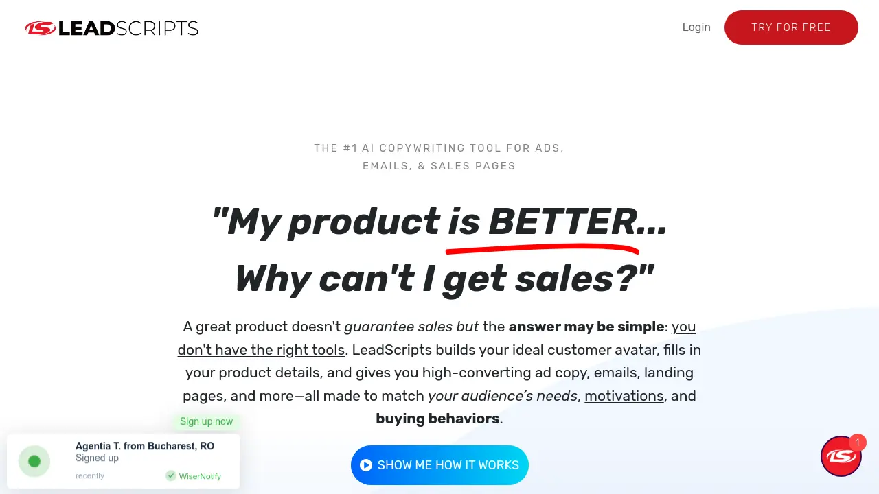 LeadScripts - The #1 AI Copywriting Tool for Ads, Emails, & Sales Pages