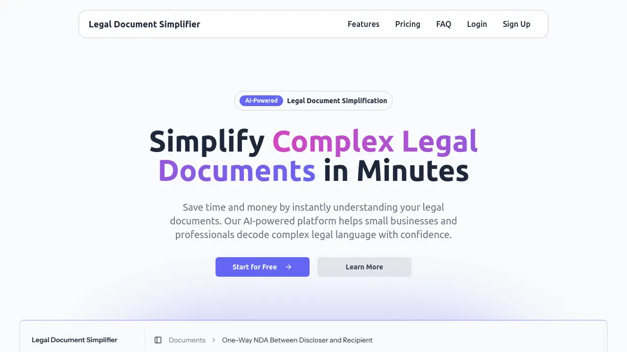 Legal Document Simplifier - AI-Powered Platform for Simplifying Legal ...