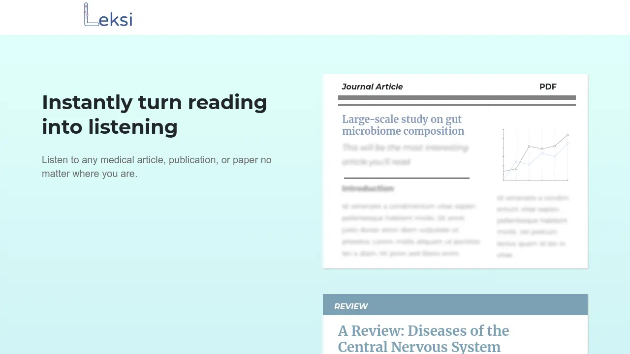 Leksi - Transform Medical Articles into Audio Instantly