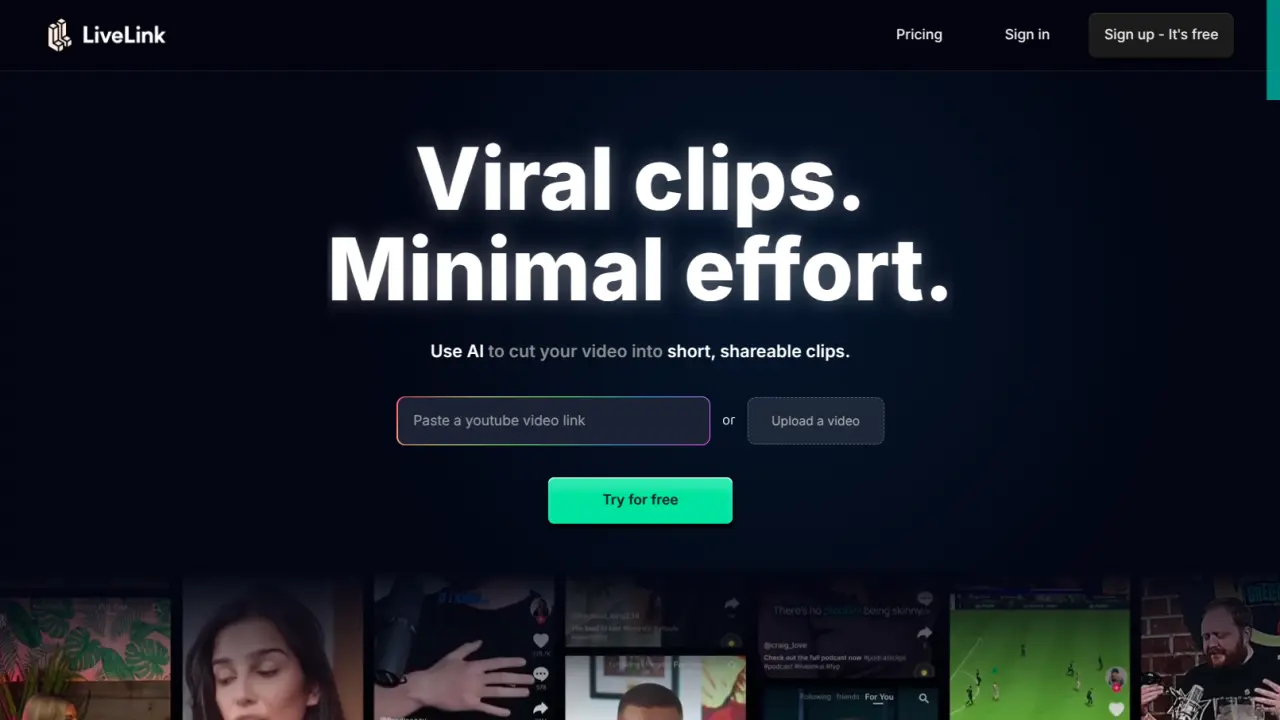 LiveLink - Viral clips. Minimal effort.