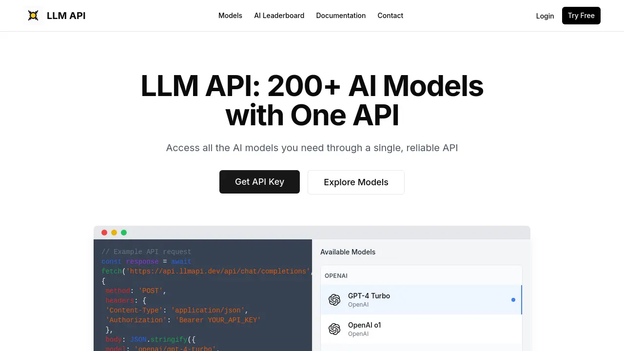 LLM API - Access 200+ AI Models with One Unified API