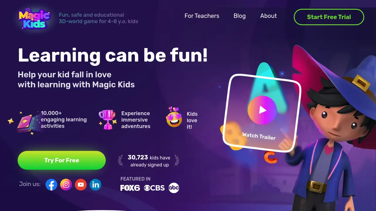 Magic Kids - Fun, safe and educational 3D-world learning game for 4-8 y ...