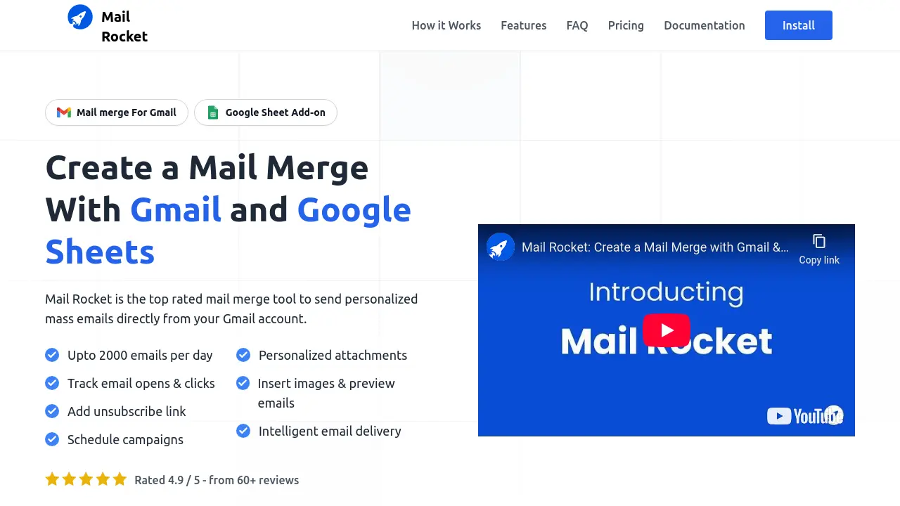 Mail Rocket - Create a Mail Merge With Gmail and Google Sheets