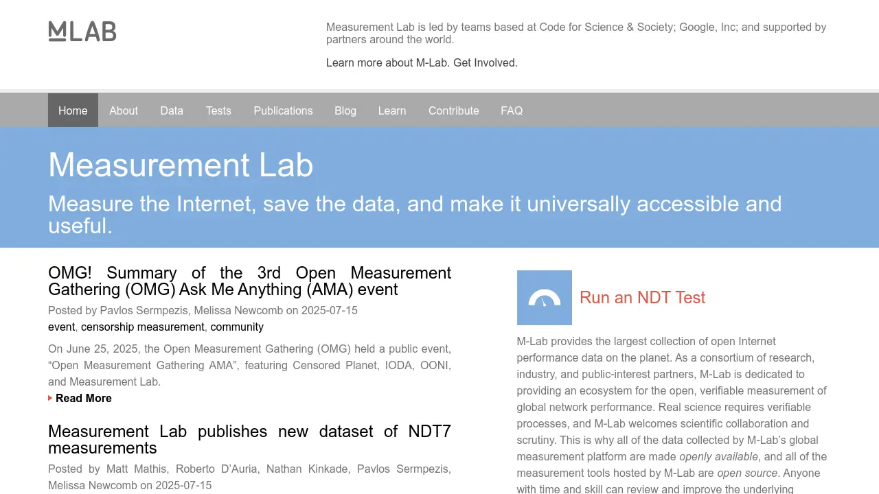 Measurement Lab - Open Platform for Internet Performance Measurement ...