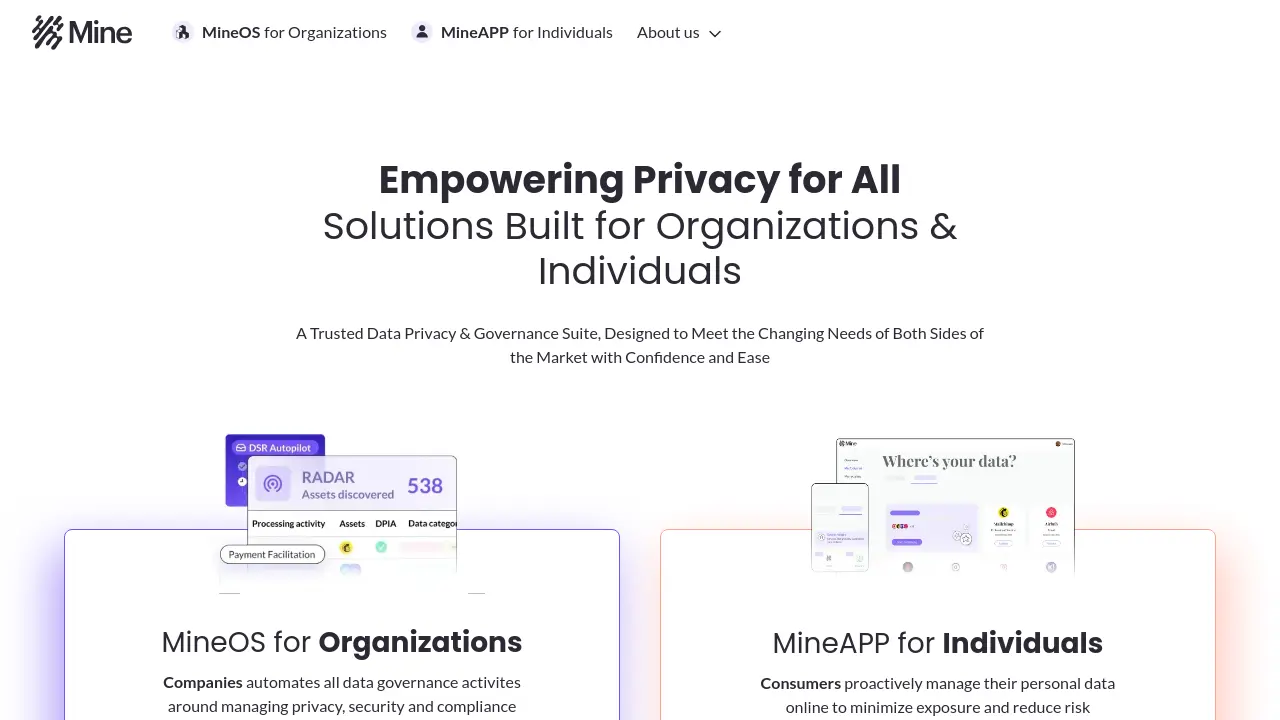 Mine - Trusted Data Privacy & Governance Suite for Organizations and ...