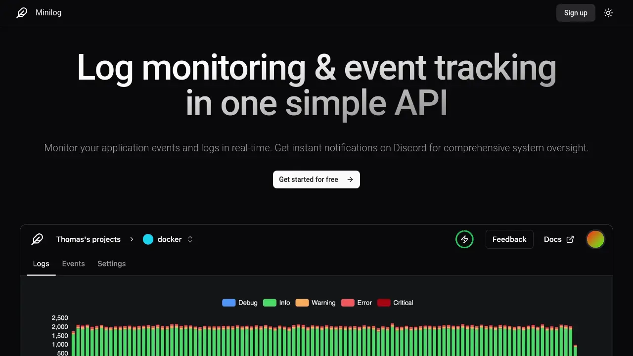 Minilog - Log monitoring & event tracking in one simple API